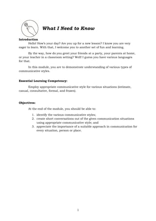 English9 Q1 Mod3 Typesofcommunicative Styles V1 Pdf