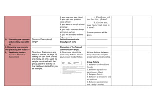 ENGLISH 9 Q1 W6 Employ the appropriate communicative styles for various ...