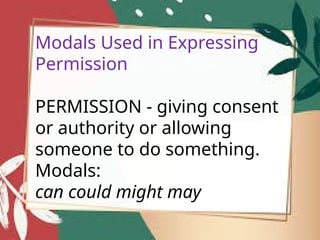 english 9 Q1 WK1 - Modals used in expressing permission, obligations ...