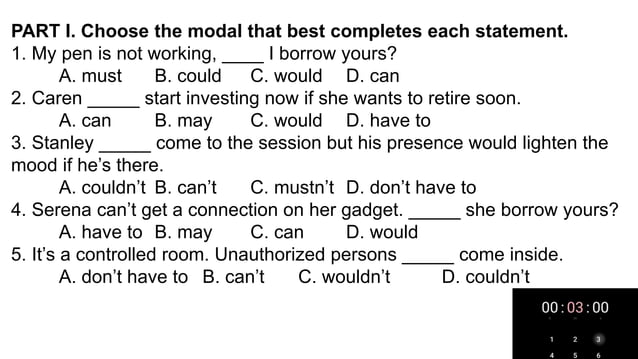 English 9 Quiz W1 Modals of Verbs .pptx | Wedding | Personal ...