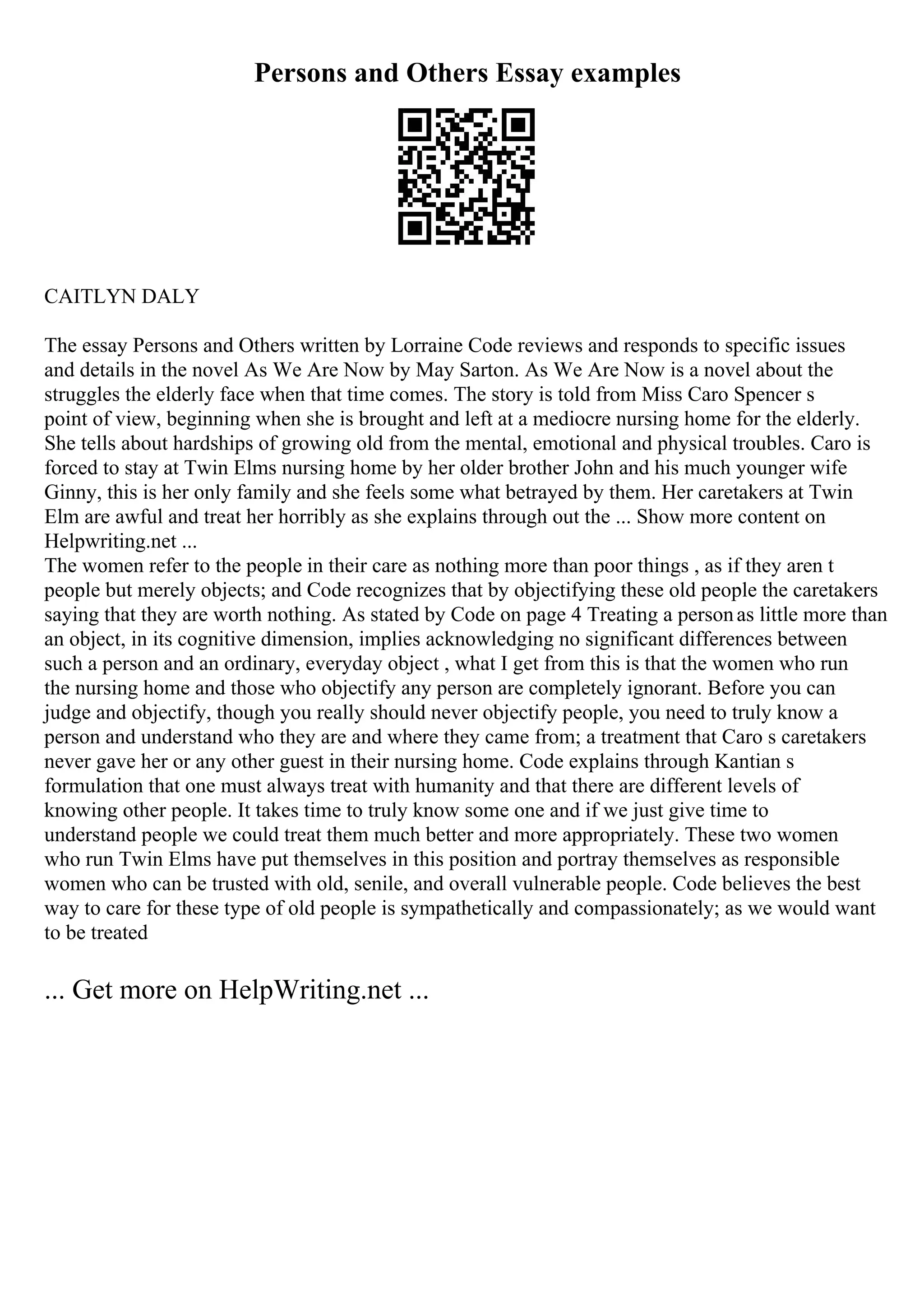 English A1 Essay Sample | PDF