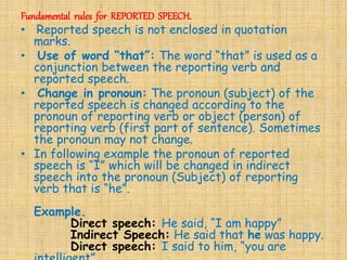 FUNDAMENTAL RULES OF REPORTED SPEECH | PPTX