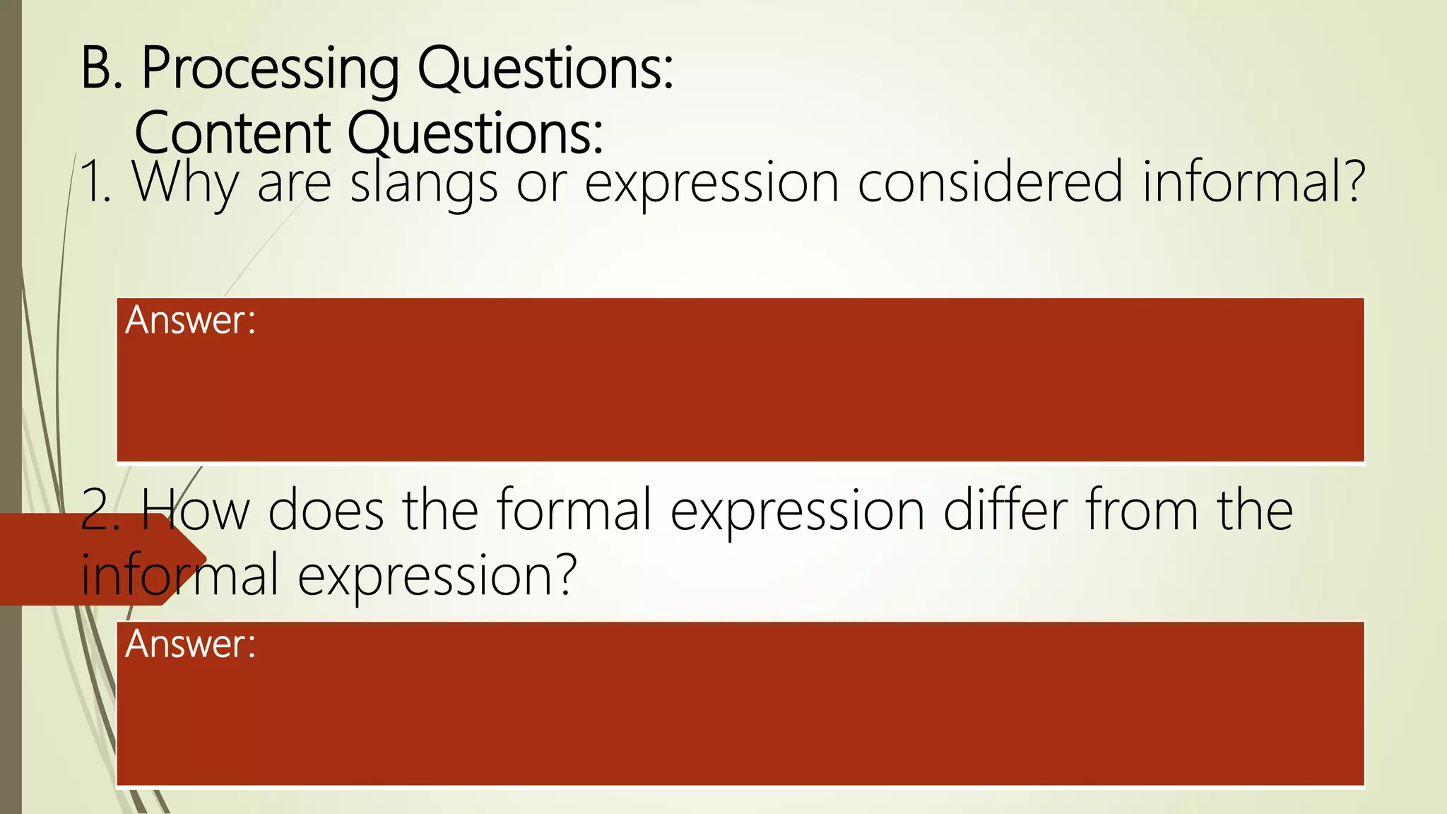 Colloquialism, Slang, & Jargon | PPTX