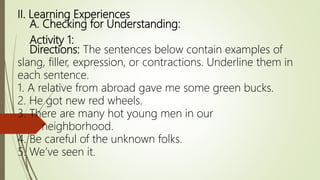 Colloquialism, Slang, & Jargon | PPTX