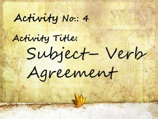 Subject Verb Agreement (Grade 7 English) | PPTX