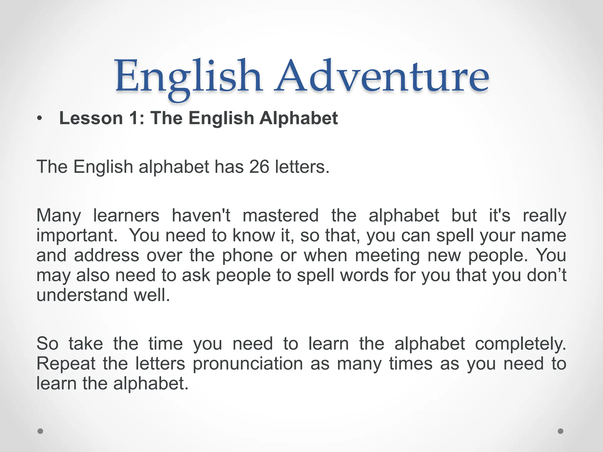 English Lesson One for young learners... | PPTX