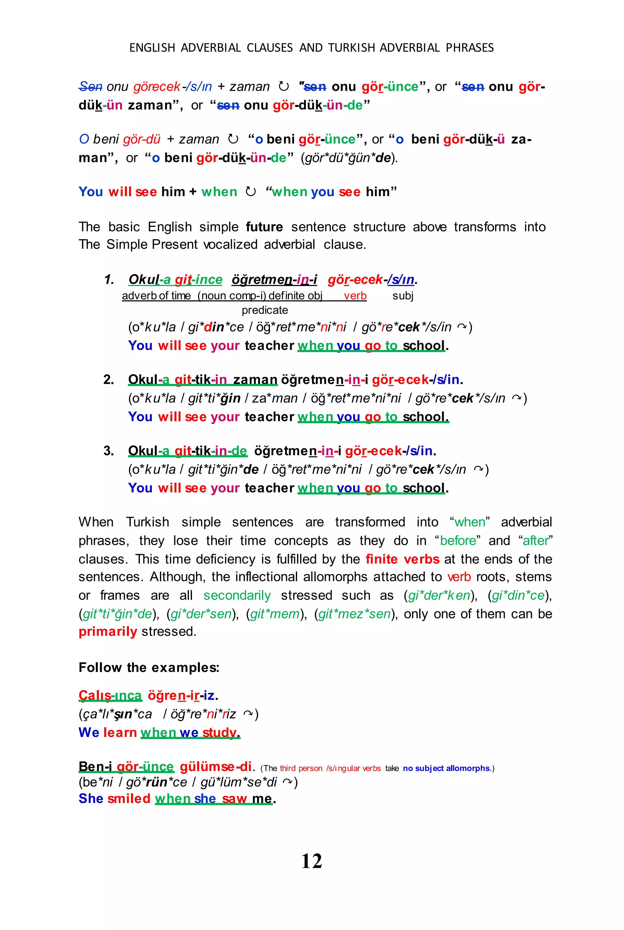 English adverbial clauses and turkish adverbial phrases (2) | DOCX | Homework and Study | Education