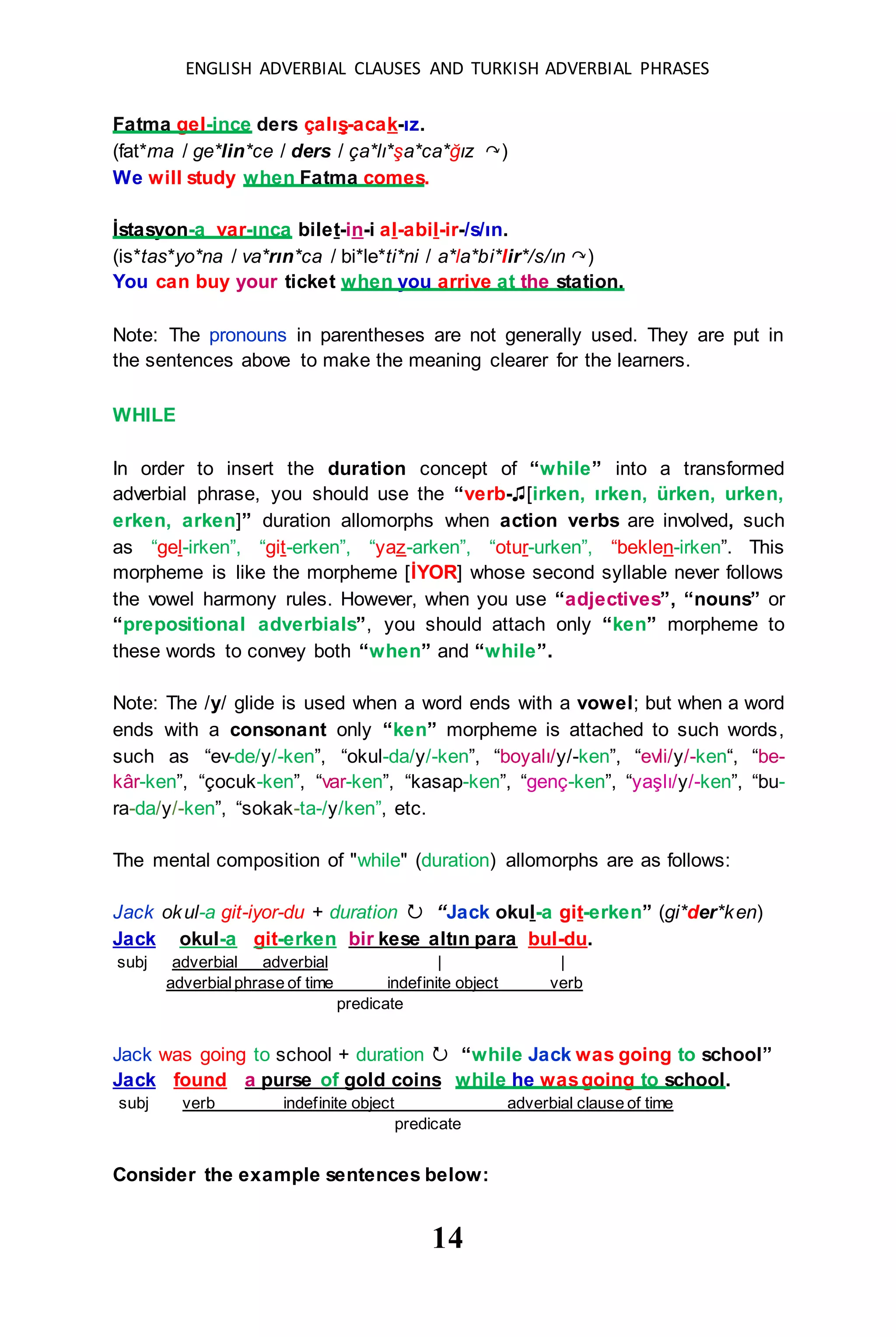 English adverbial clauses and turkish adverbial phrases (2) | DOCX | Homework and Study | Education