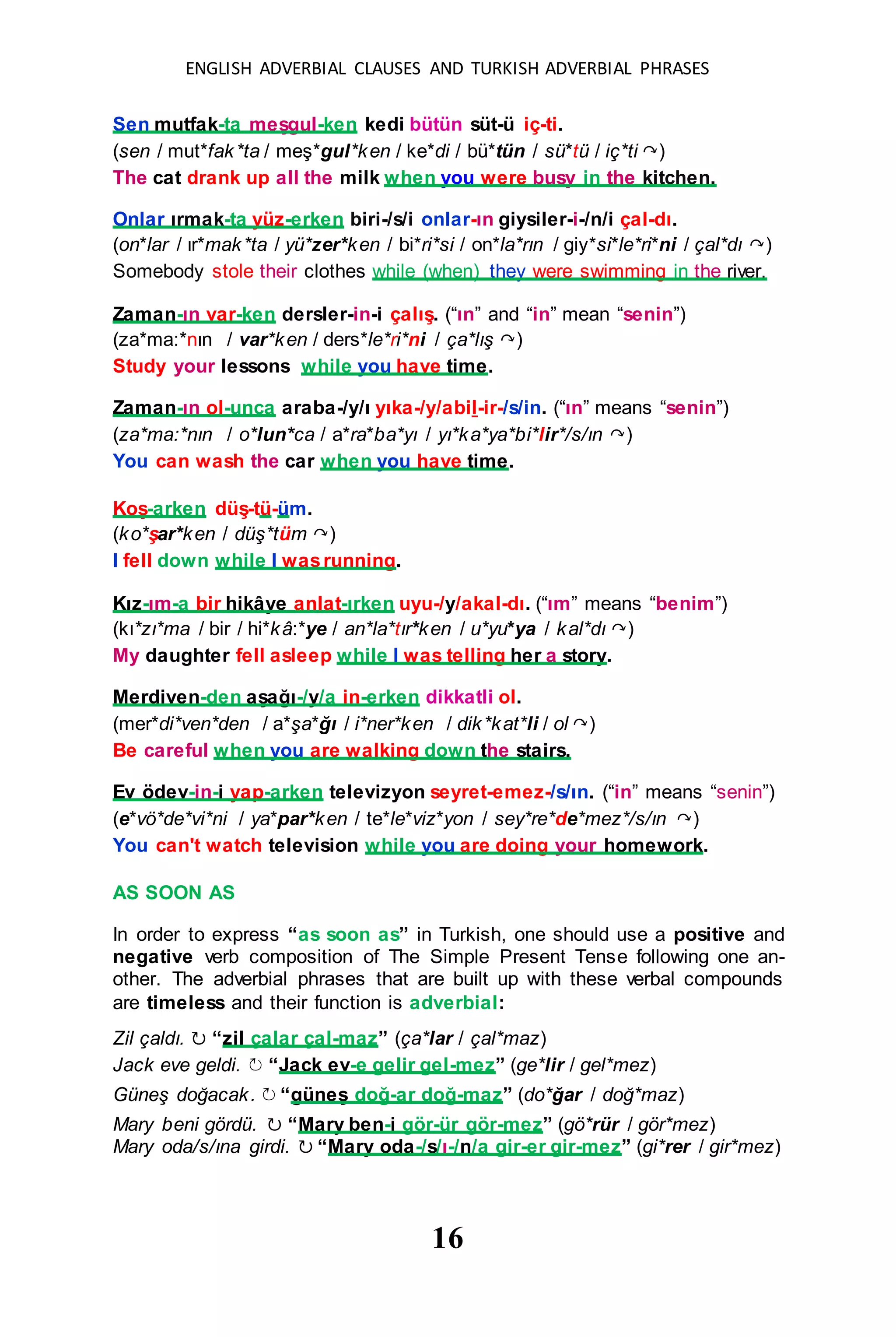 English adverbial clauses and turkish adverbial phrases (2) | DOCX | Homework and Study | Education