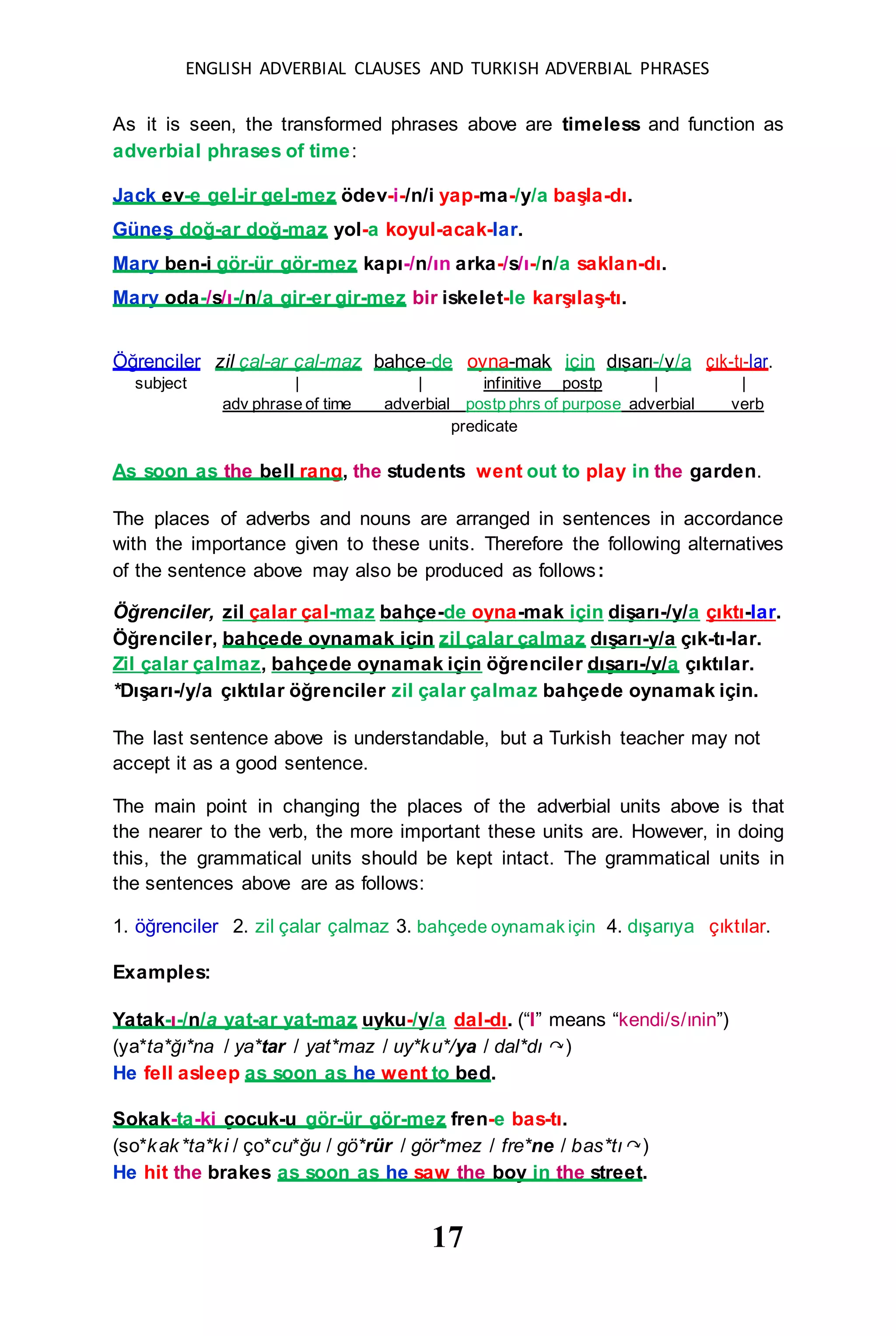English adverbial clauses and turkish adverbial phrases (2) | DOCX | Homework and Study | Education