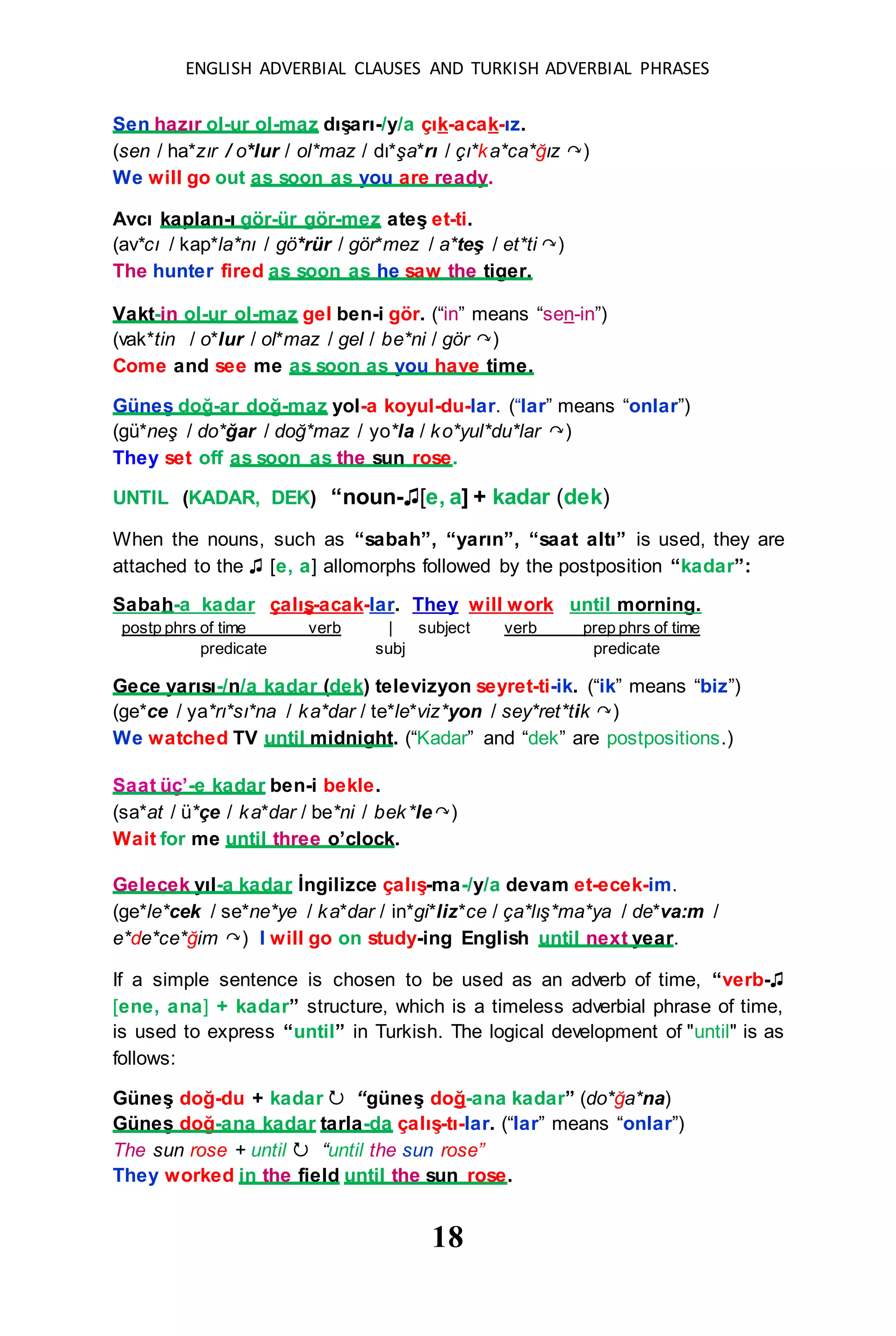 English adverbial clauses and turkish adverbial phrases (2) | DOCX | Homework and Study | Education