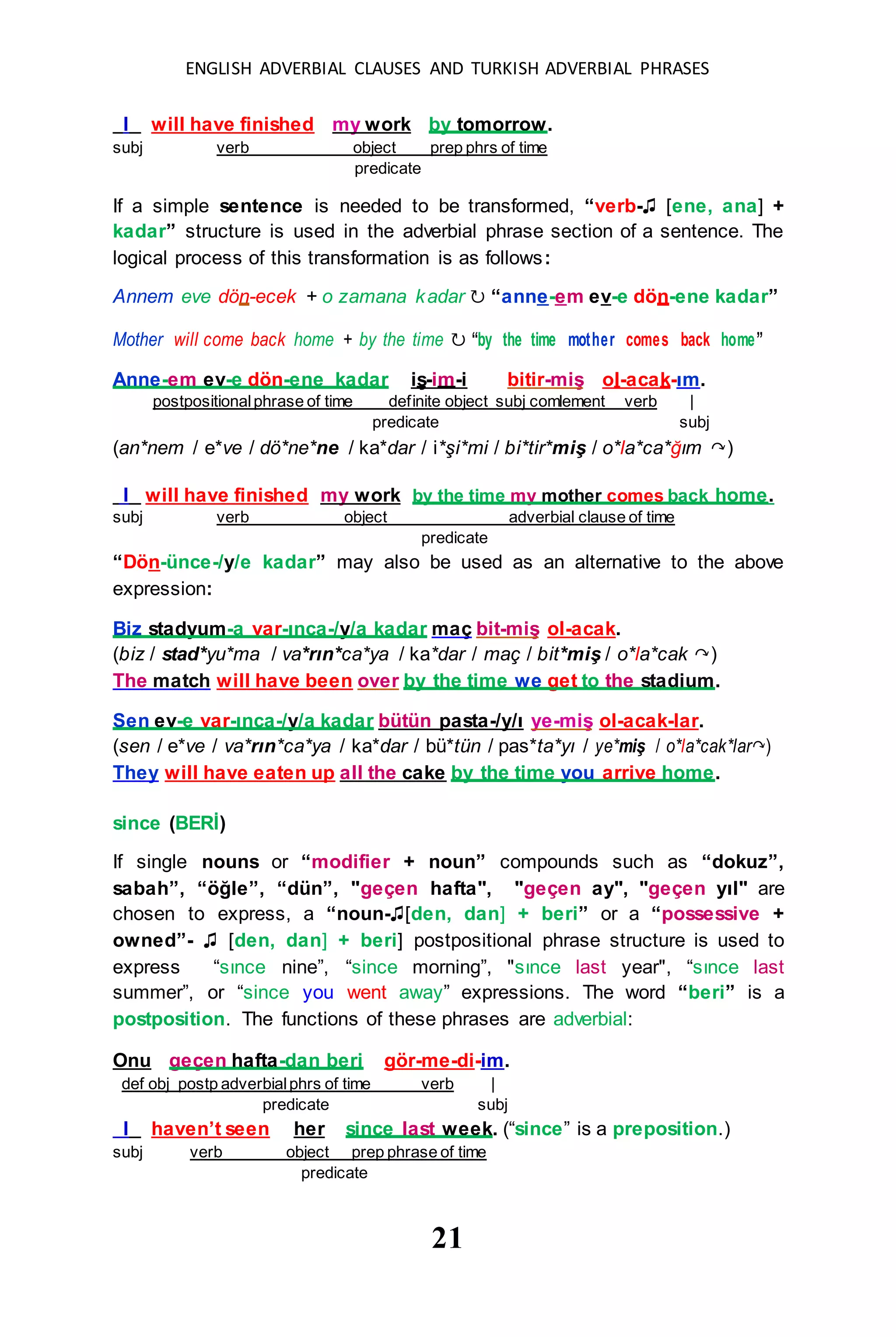 English adverbial clauses and turkish adverbial phrases (2) | DOCX | Homework and Study | Education