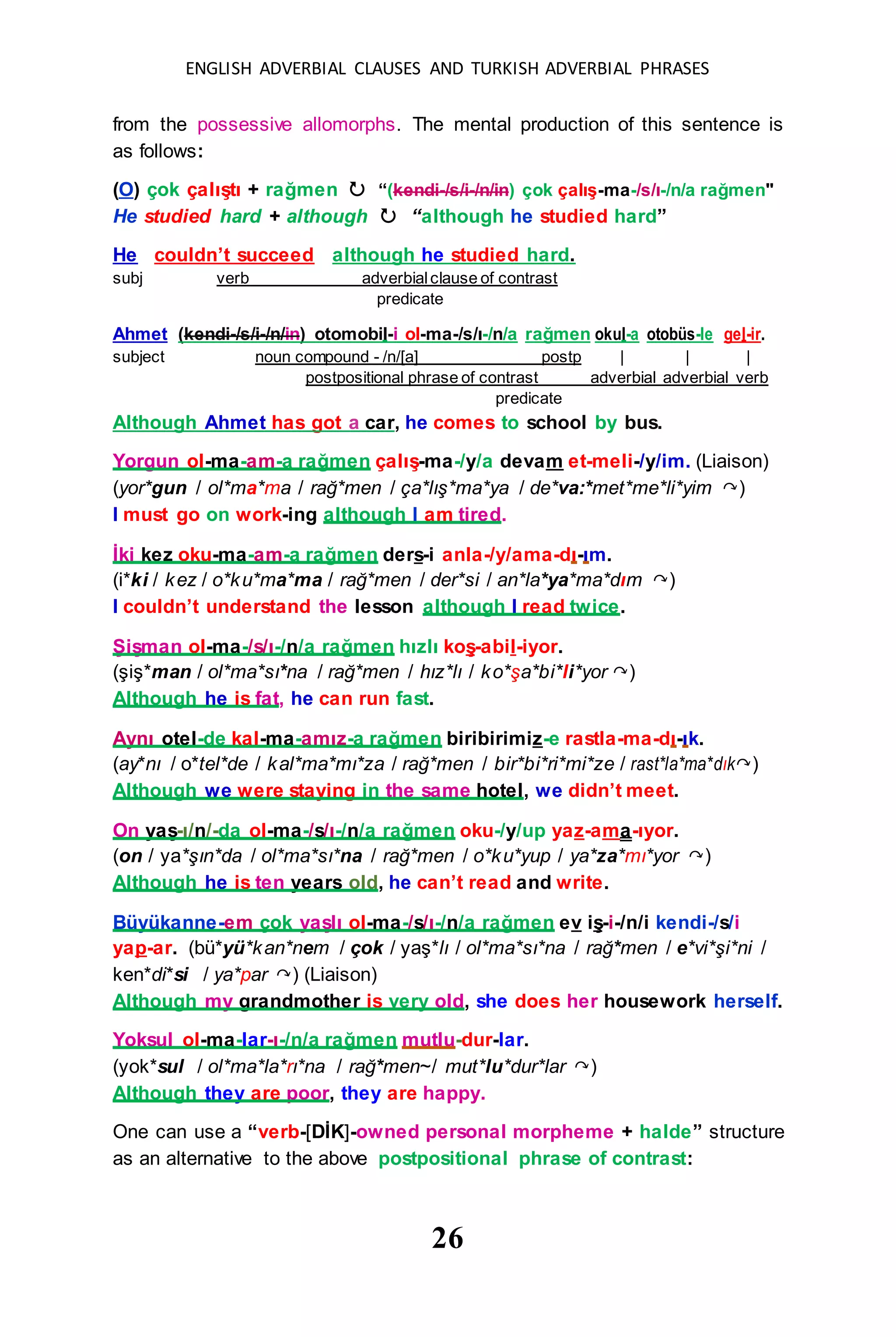 English adverbial clauses and turkish adverbial phrases (2) | DOCX | Homework and Study | Education