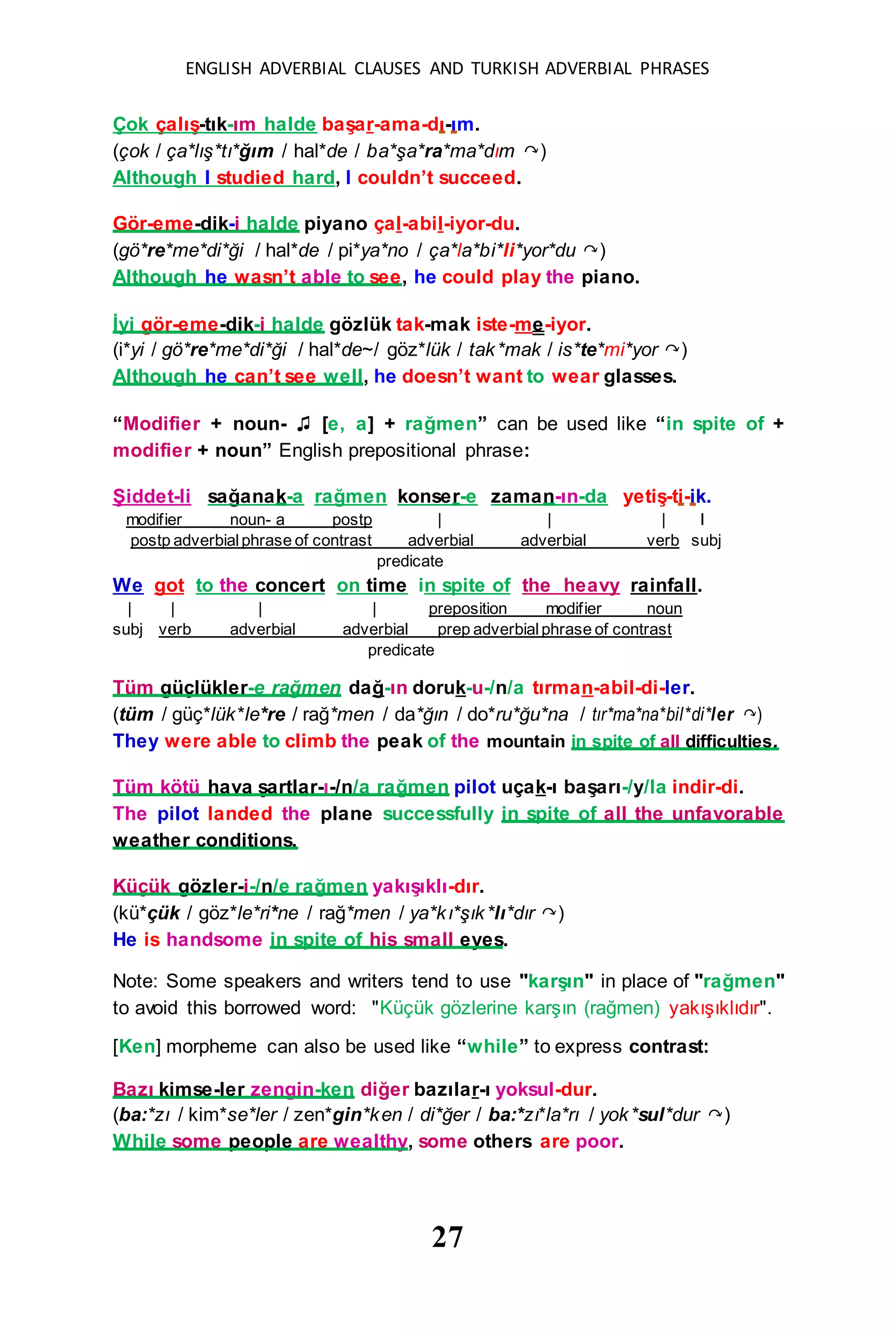 English adverbial clauses and turkish adverbial phrases (2) | DOCX | Homework and Study | Education