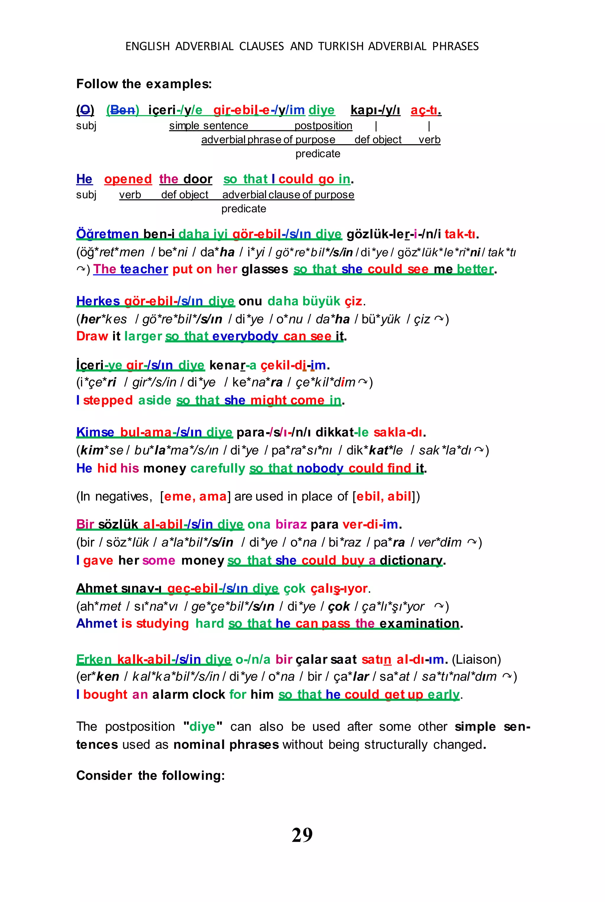 English adverbial clauses and turkish adverbial phrases (2) | DOCX | Homework and Study | Education