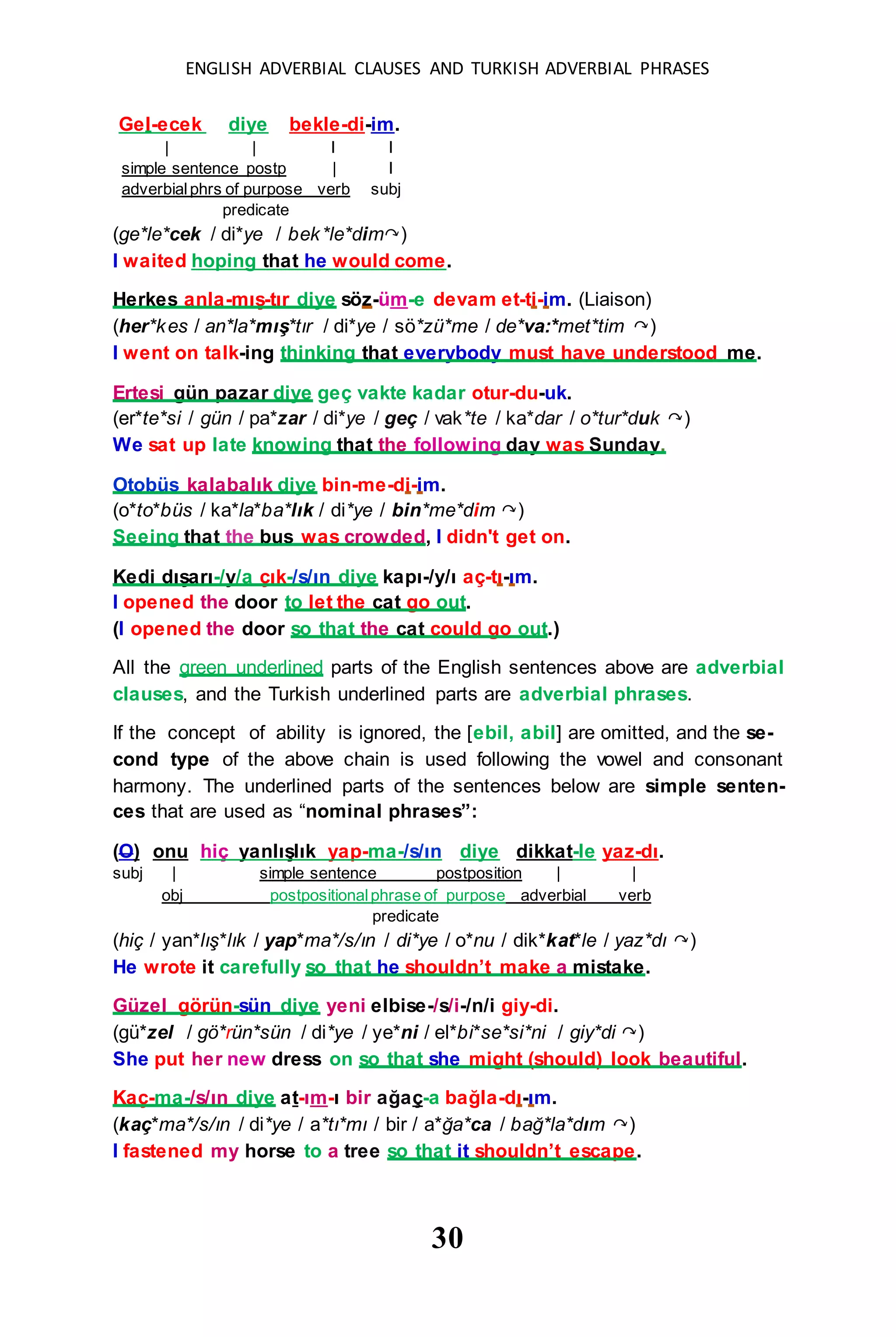 English adverbial clauses and turkish adverbial phrases (2) | DOCX | Homework and Study | Education