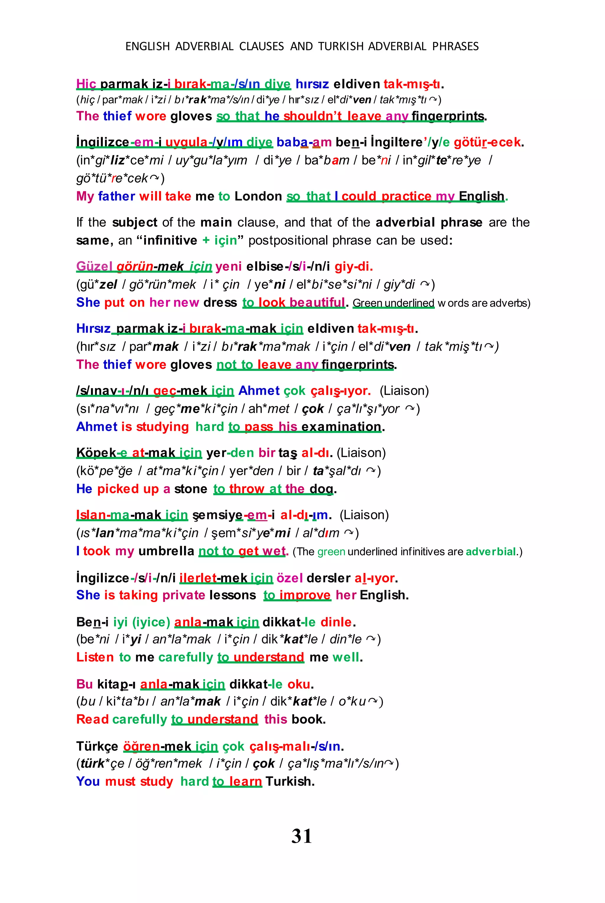 English adverbial clauses and turkish adverbial phrases (2) | DOCX | Homework and Study | Education