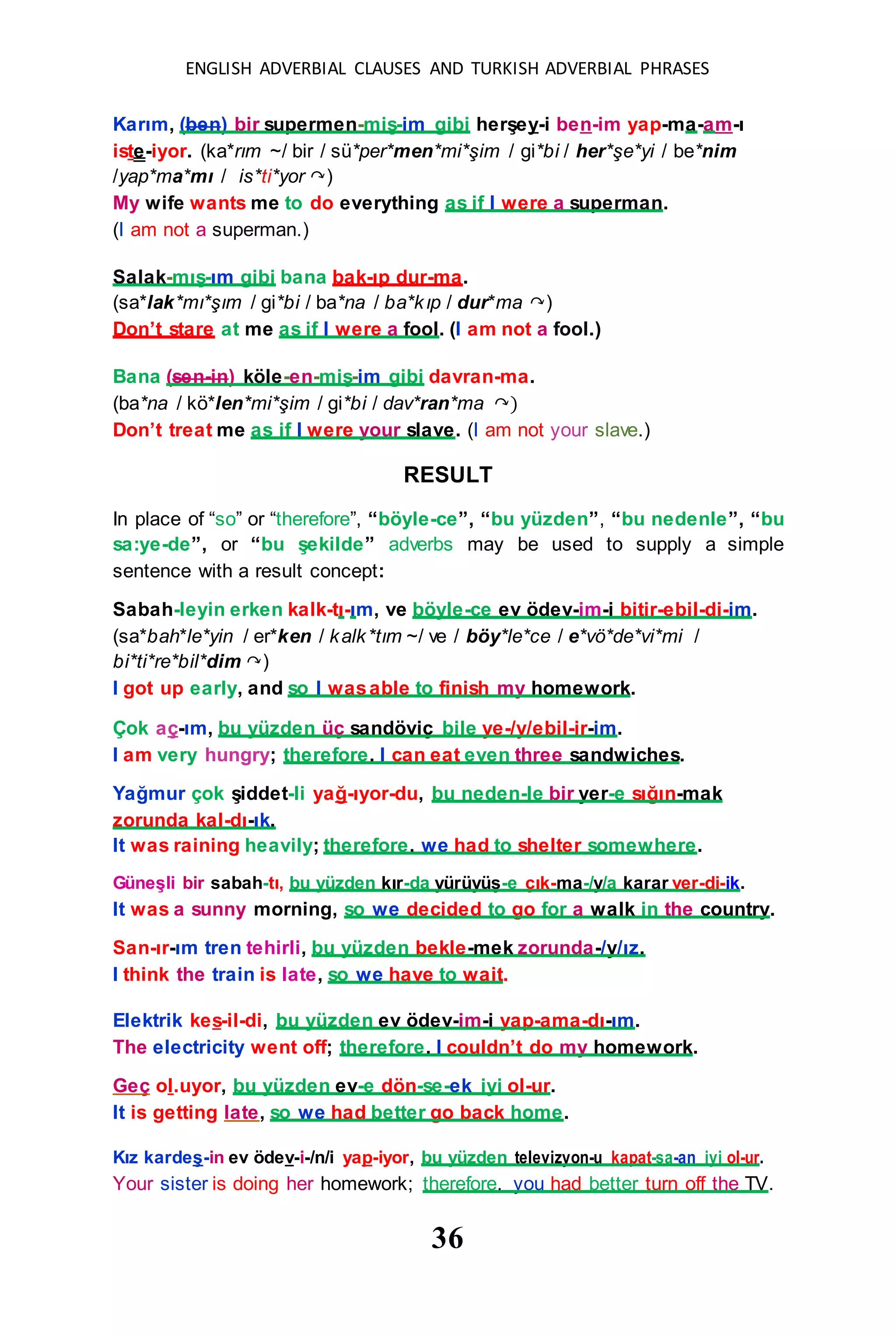 English adverbial clauses and turkish adverbial phrases (2) | DOCX | Homework and Study | Education