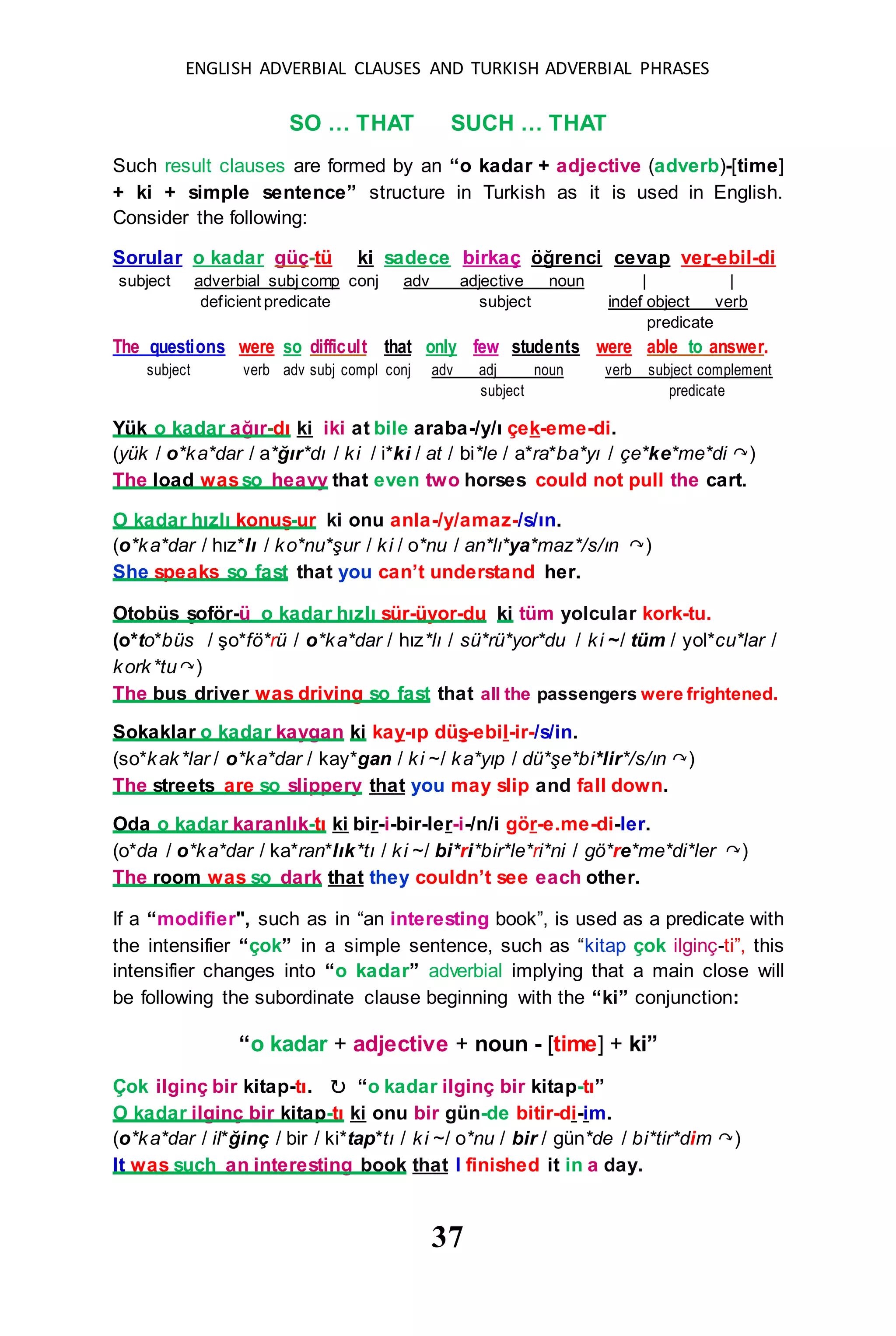English adverbial clauses and turkish adverbial phrases (2) | DOCX