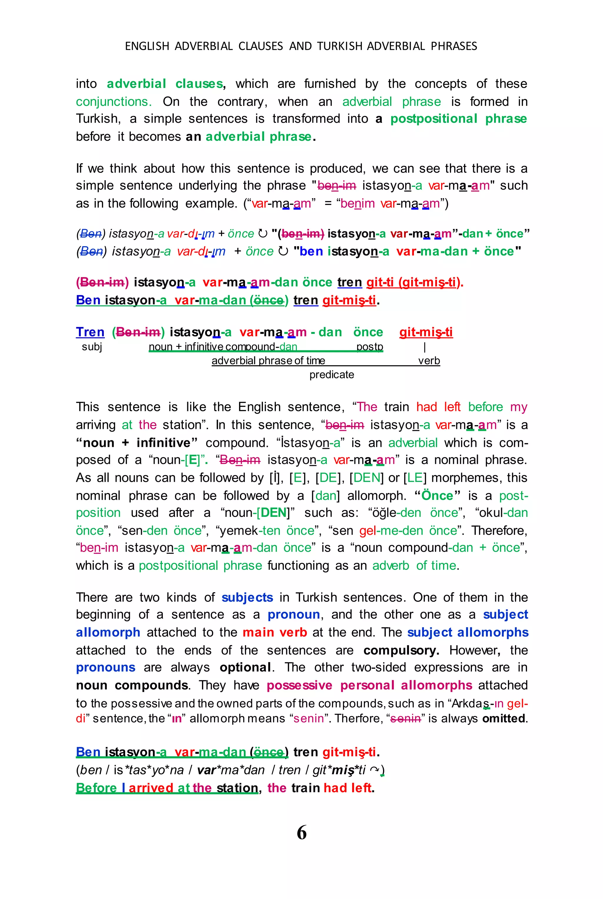 English adverbial clauses and turkish adverbial phrases (2) | DOCX | Homework and Study | Education