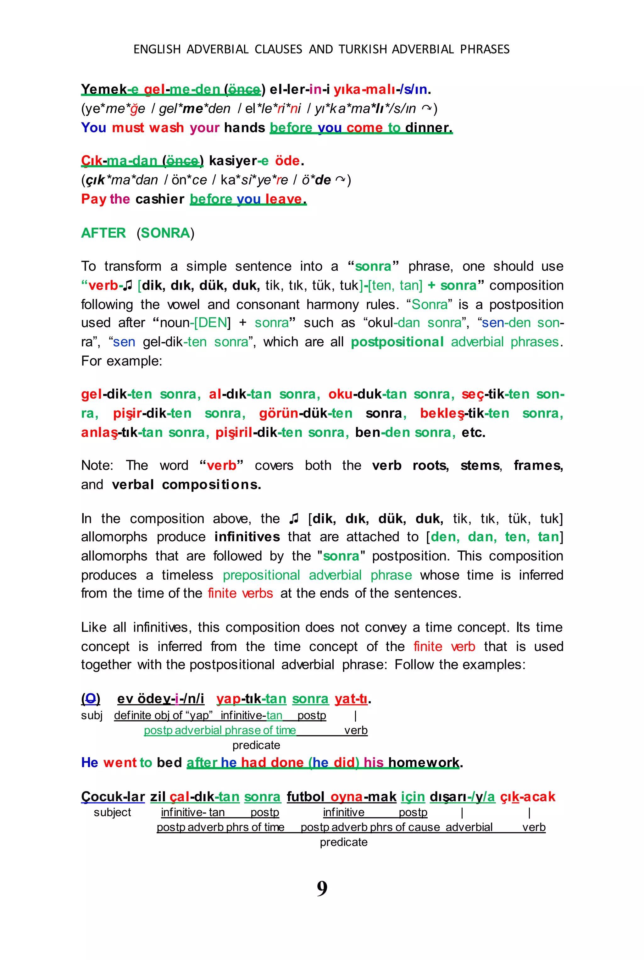 English adverbial clauses and turkish adverbial phrases (2) | DOCX | Homework and Study | Education