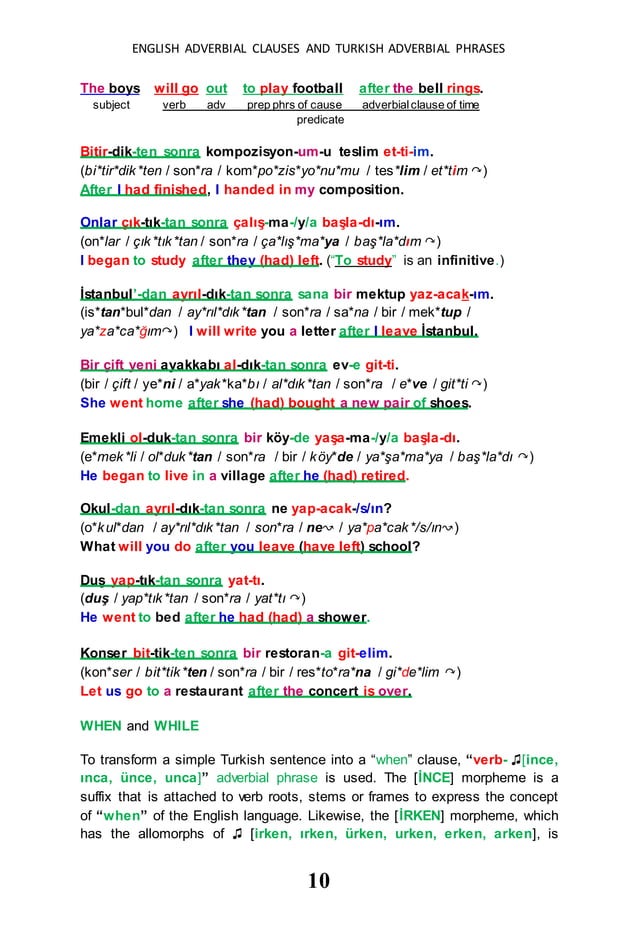 English adverbial clauses and turkish adverbial phrases (2) | DOCX | Homework and Study | Education
