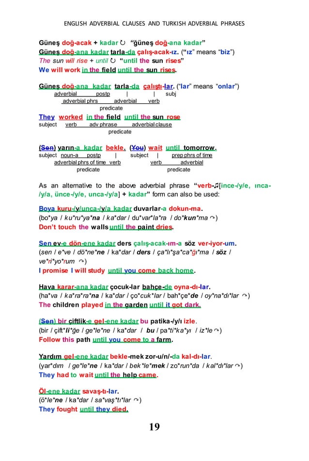 English adverbial clauses and turkish adverbial phrases (2) | DOCX | Homework and Study | Education