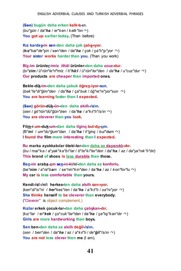 English adverbial clauses and turkish adverbial phrases (2) | DOCX | Homework and Study | Education