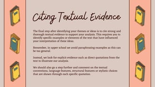 English Analysing Themes and Ideas Presentation Beige Pink Lined Style ...