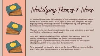 English Analysing Themes and Ideas Presentation Beige Pink Lined Style ...