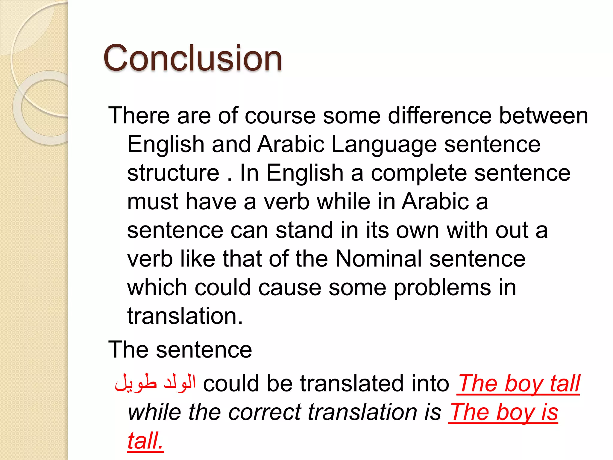English and arabic basic sentence structure | PPTX