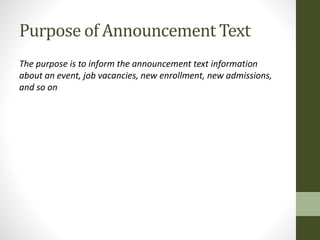 English - Announcement (Kelas X) | PPTX