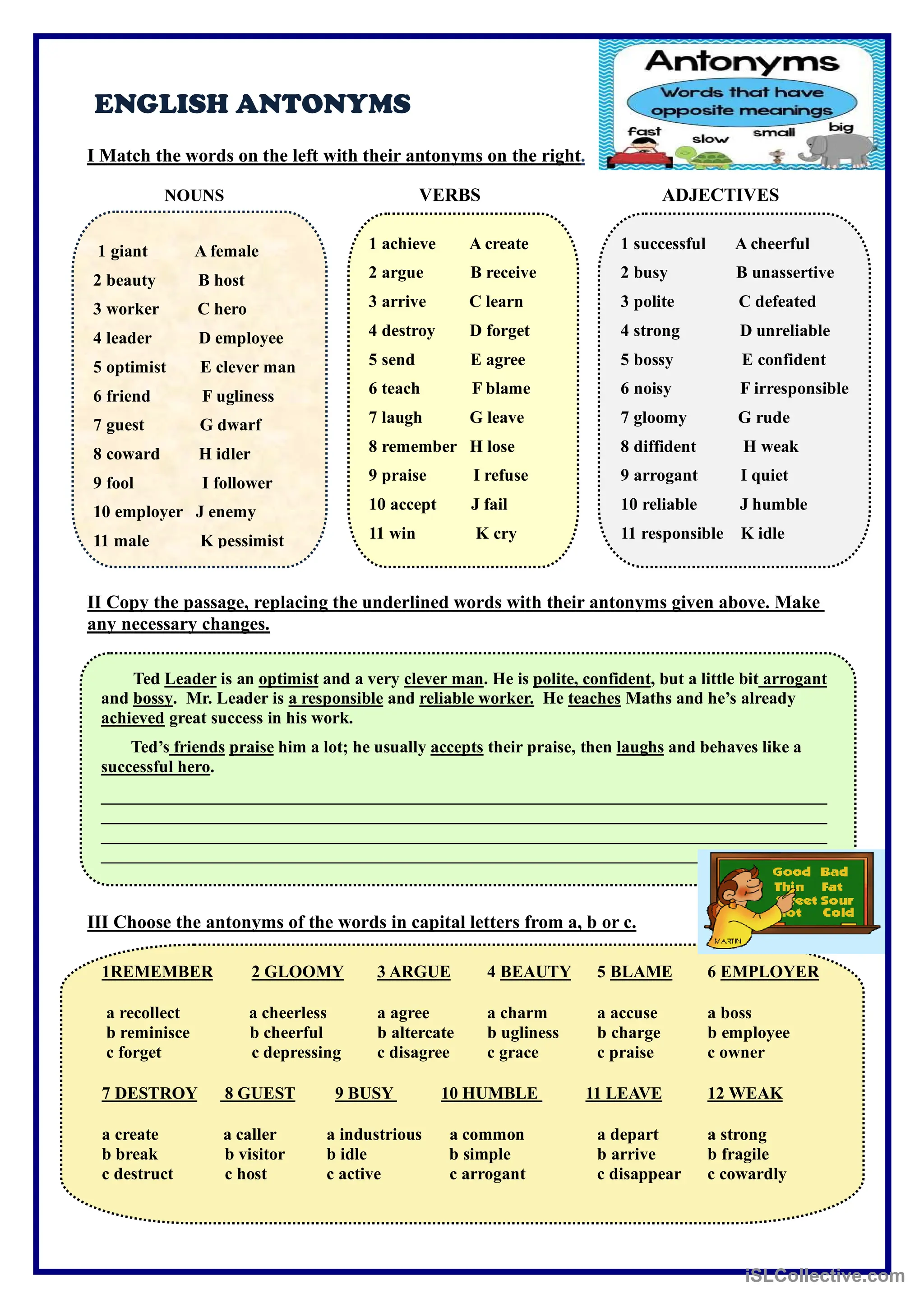Worksheet English Antonyms for practice.pdf | Free Download