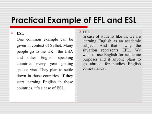English as a Foreign Language (EFL) | PPT | Education