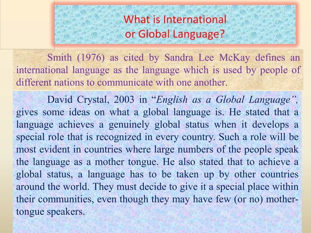 English as a global language | PPSX | Technology & Computing