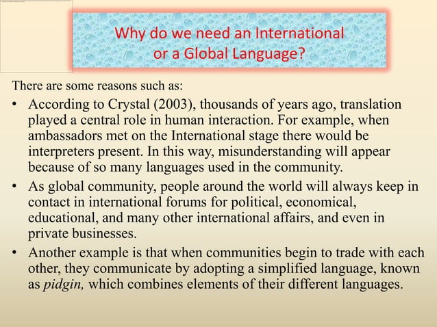 English as a global language | PPSX | Technology & Computing