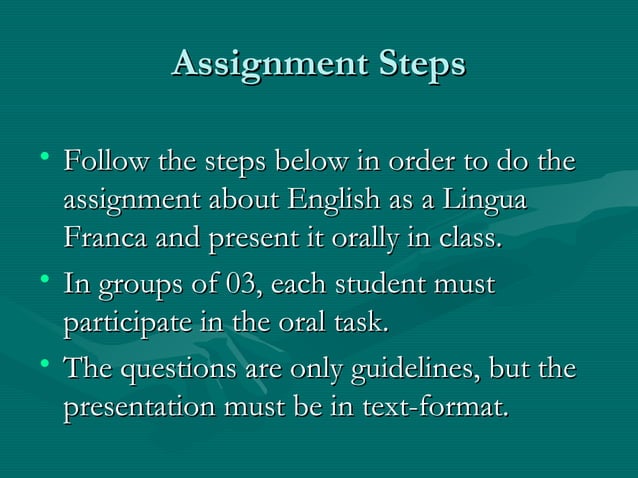 English as a lingua franca assignment | PPT