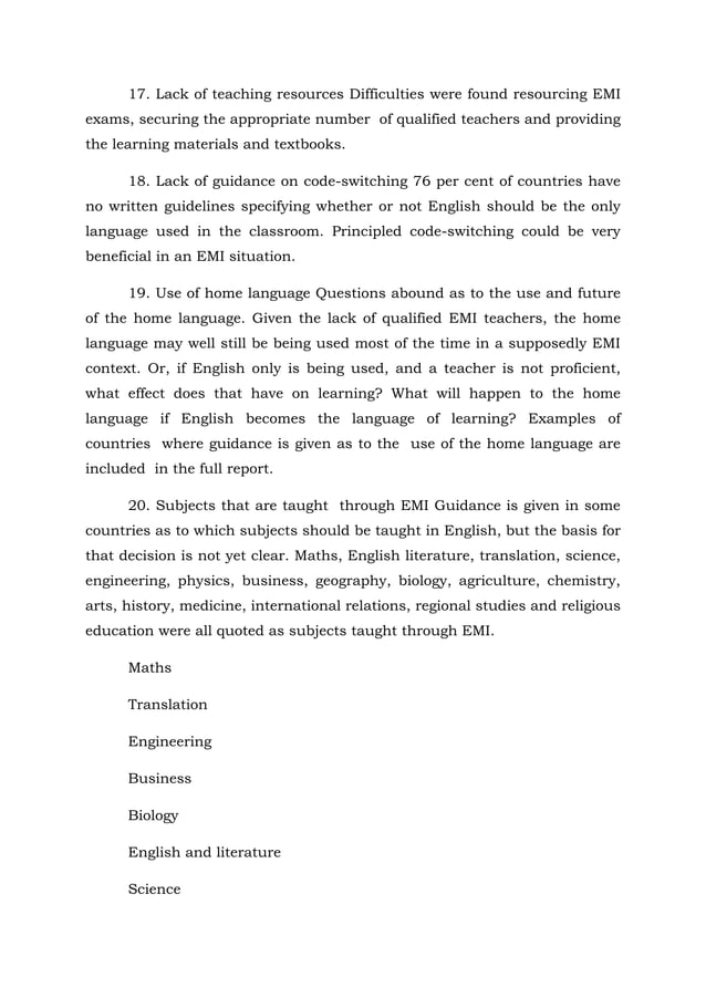 English as a medium of instruction | PDF