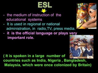 English as a native, second, foreing language and lingua franca | PPT