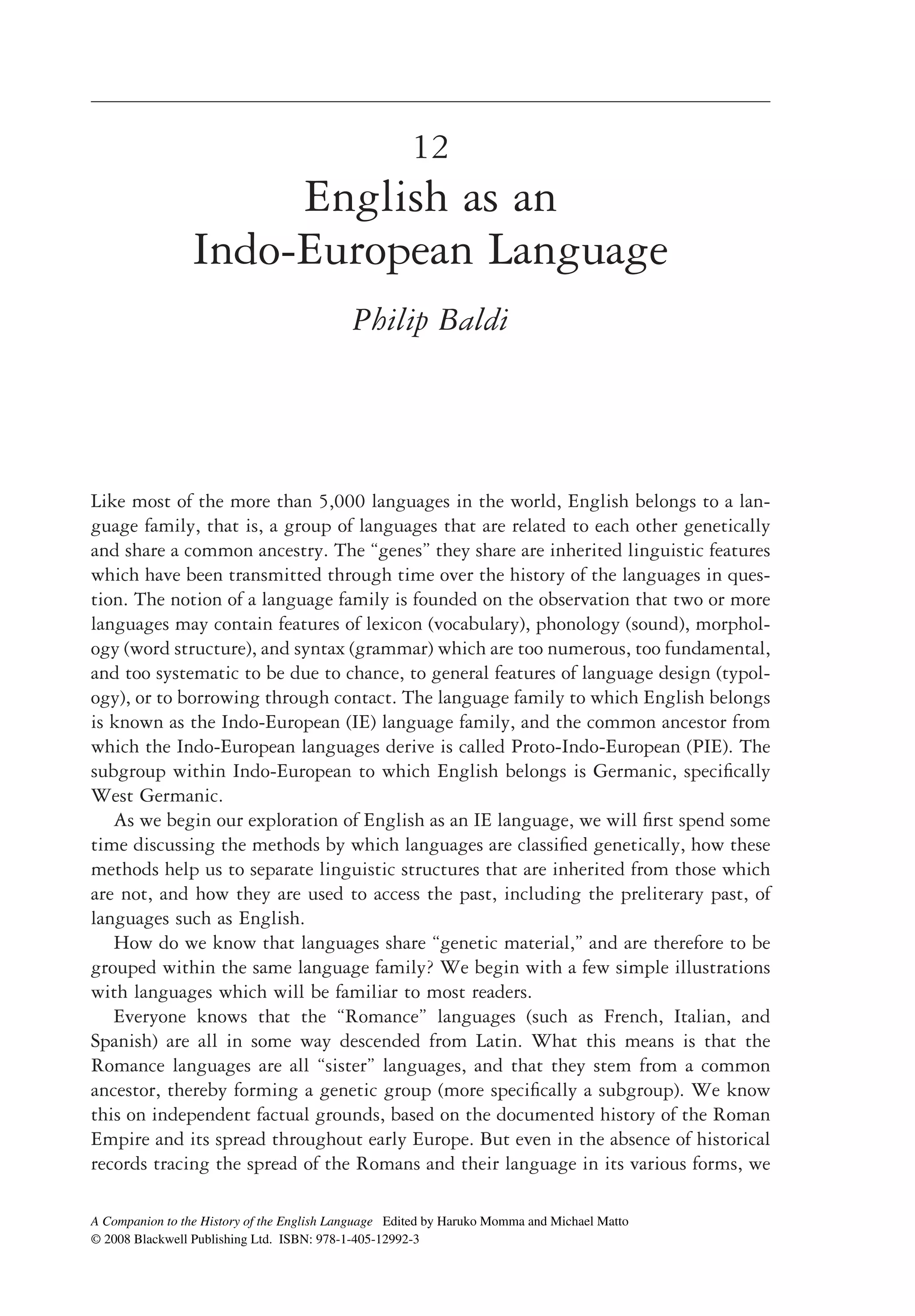 English as an indo european language text | PDF