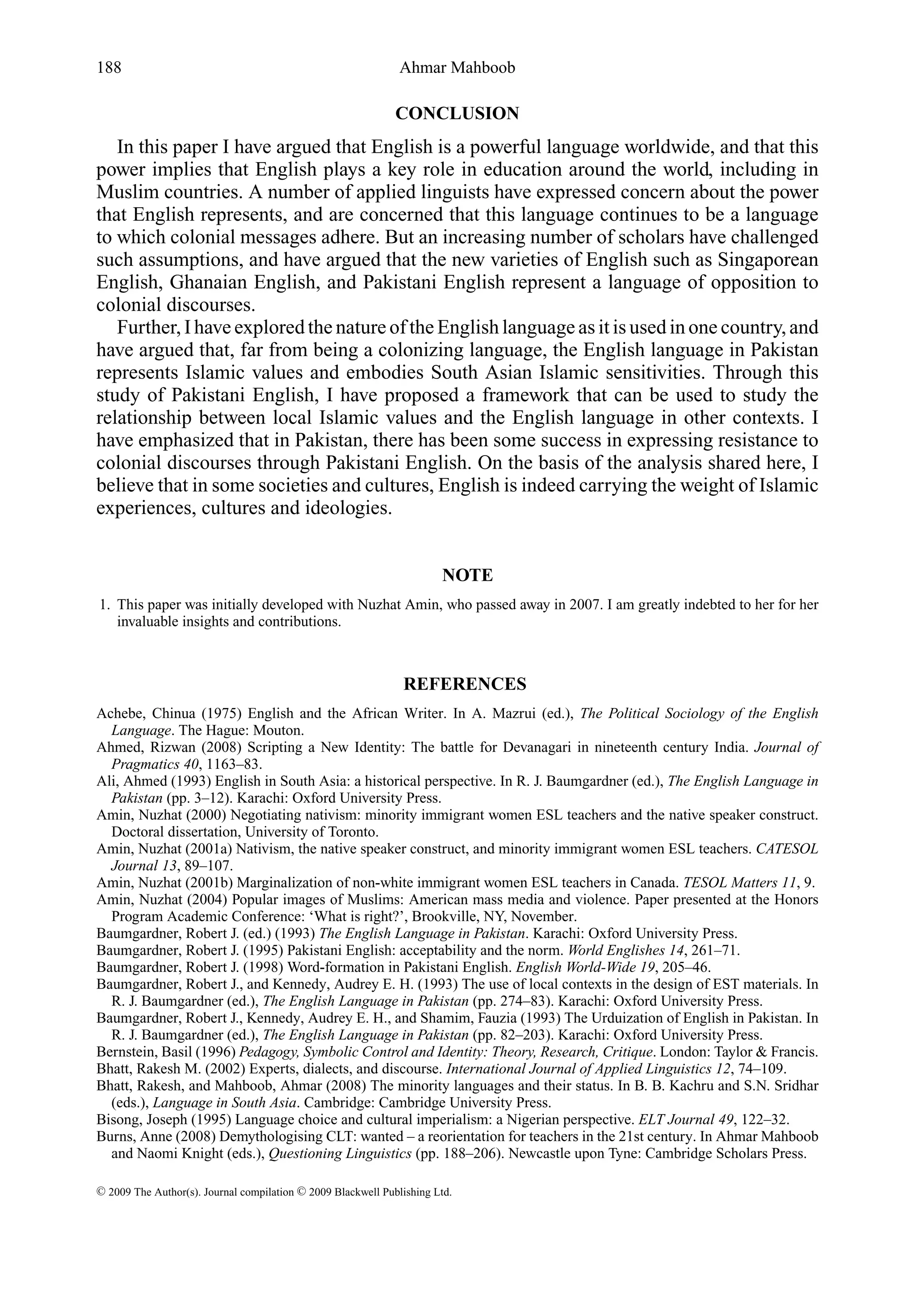 English as an islamic language ahmar mehboob | PDF