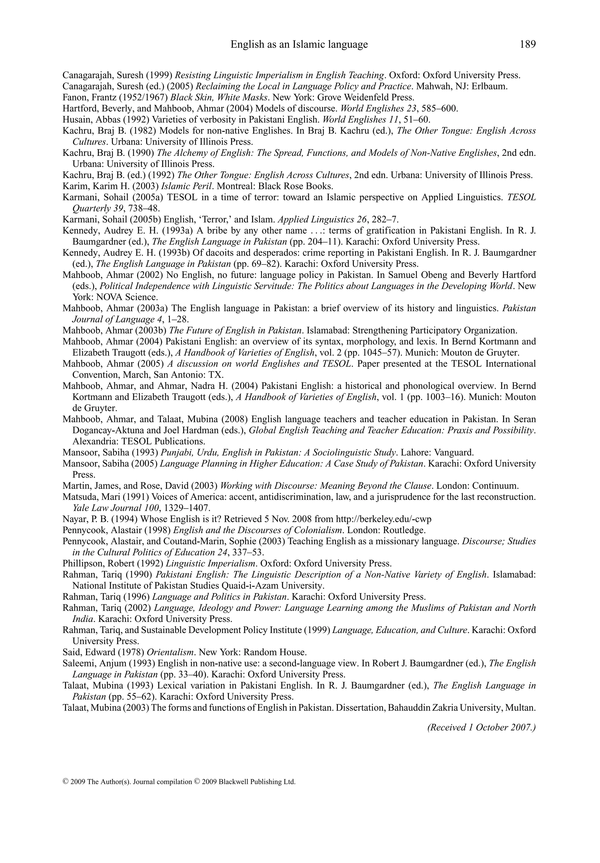 English as an islamic language ahmar mehboob | PDF