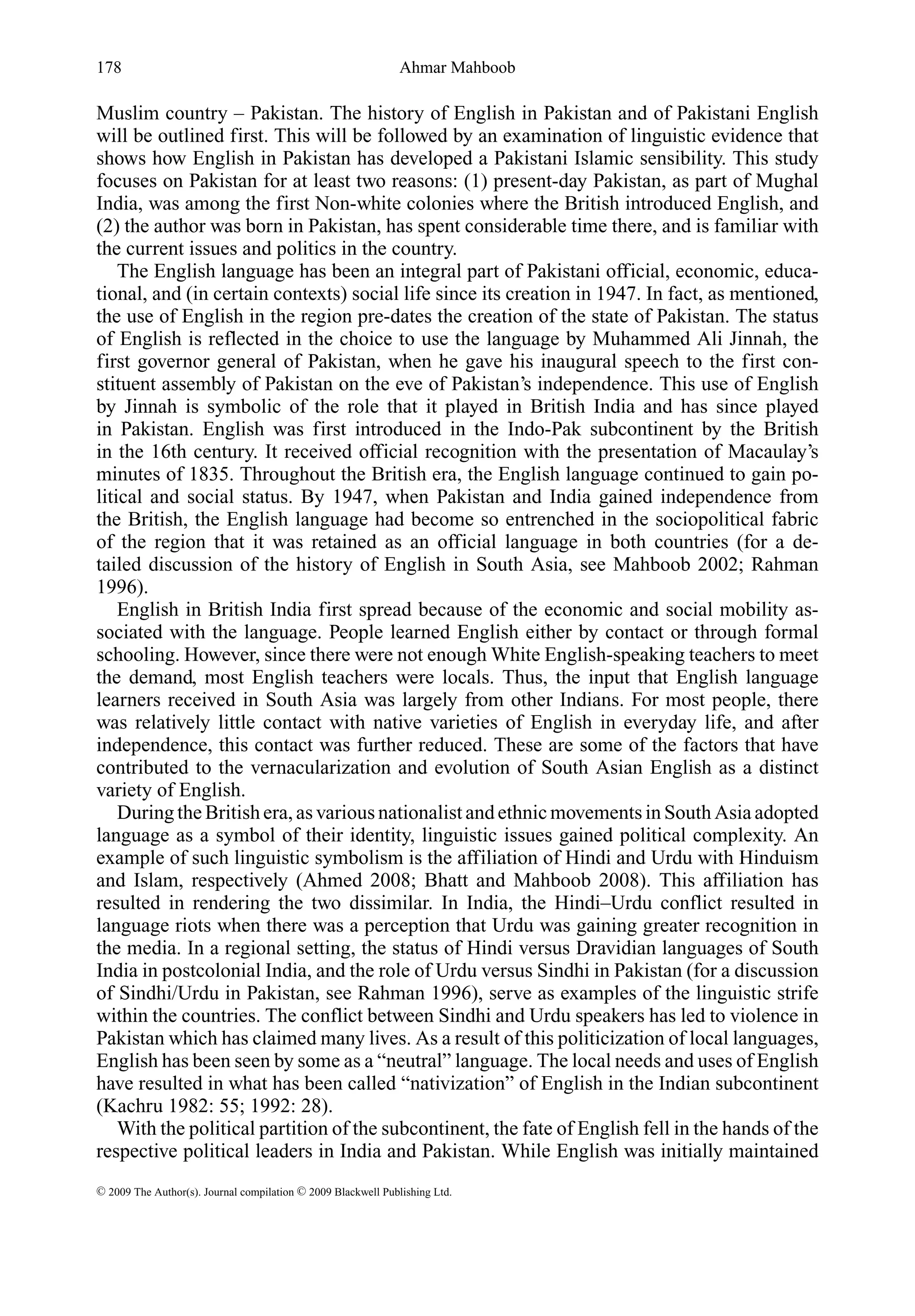 English as an islamic language ahmar mehboob | PDF