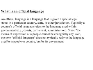 English as an official language | PPT