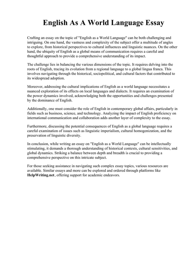 English As A World Language Essay.pdfEnglish As A World Language Essay ...