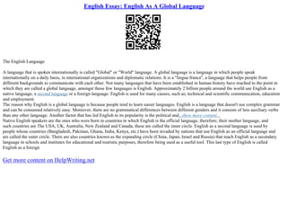 English As International Language Essay | PDF