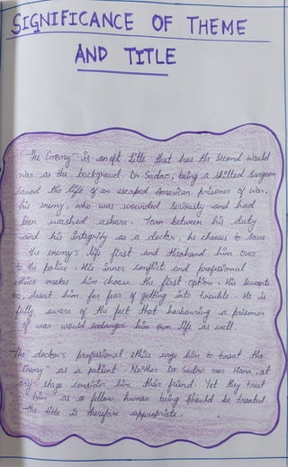 English ASL Project Work - The Enemy - The Conflict of Human Emotions | PDF