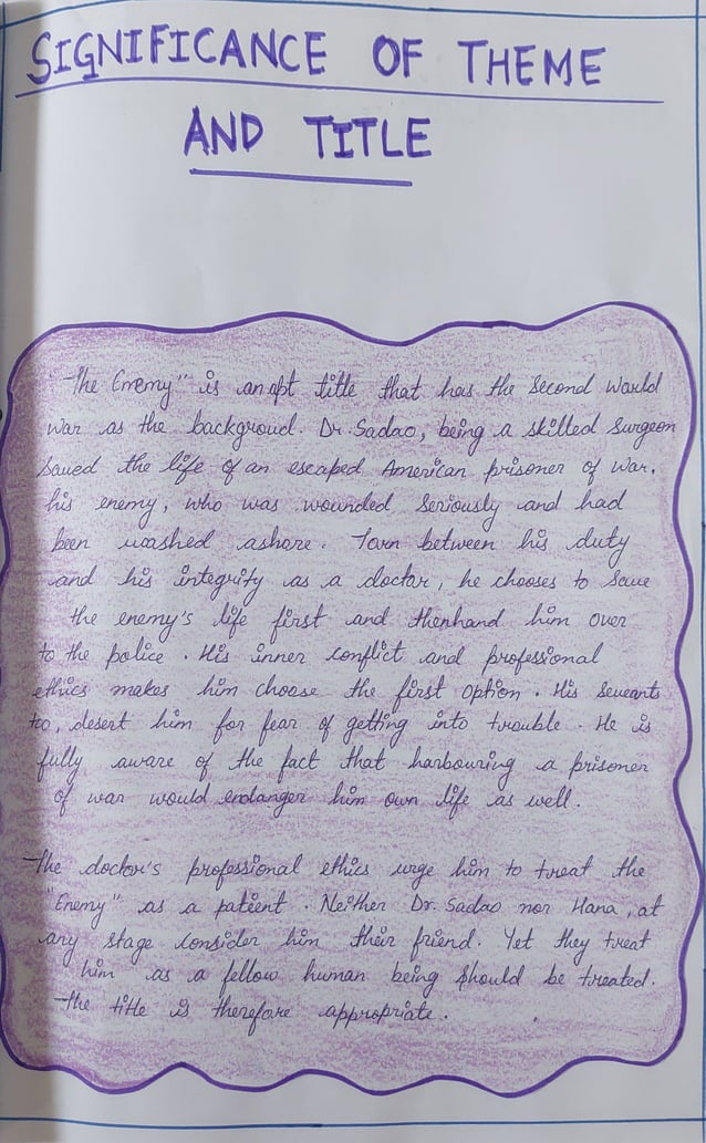 English ASL Project Work - The Enemy - The Conflict of Human Emotions ...