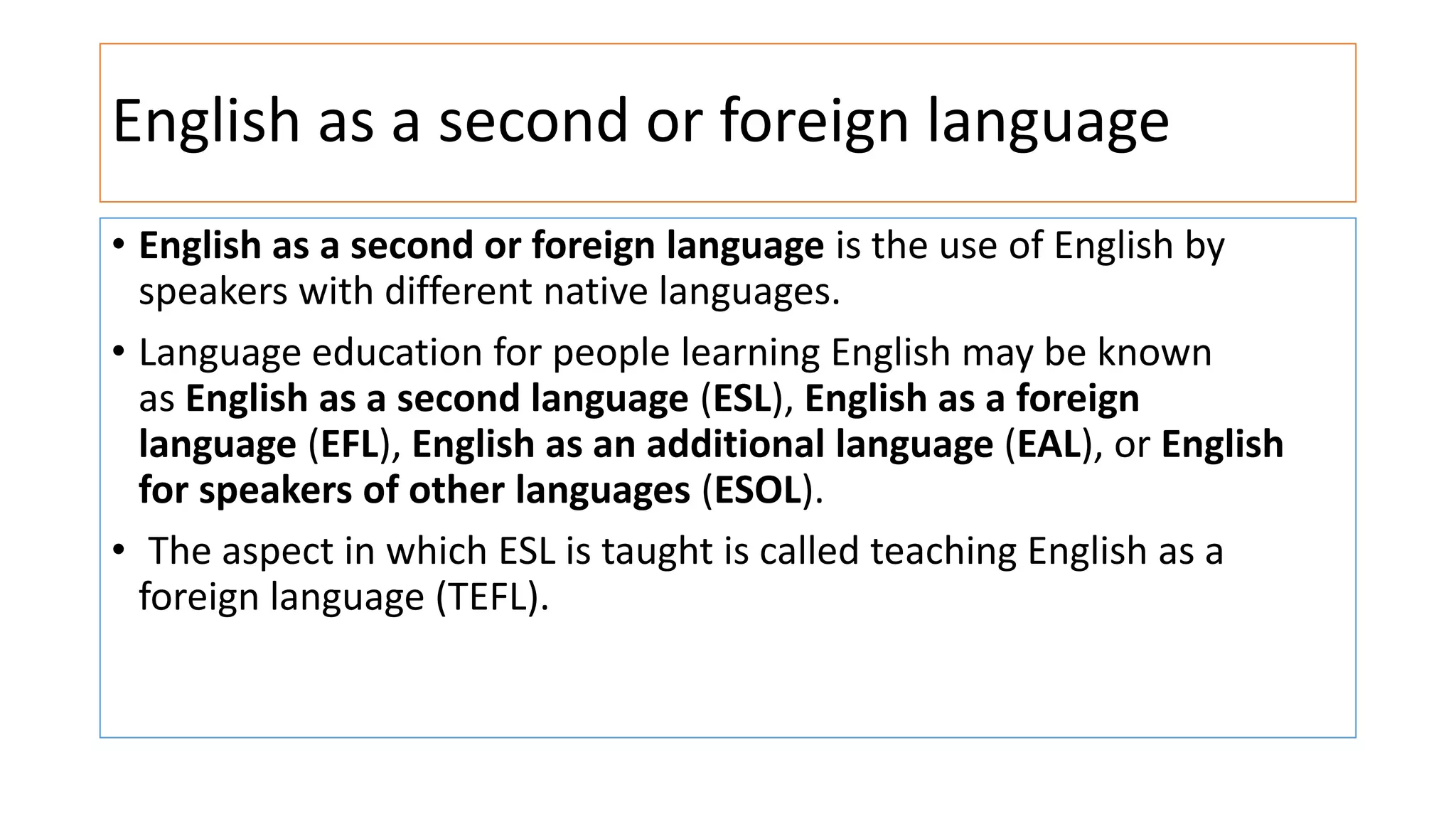 English as second and foreign language | PDF