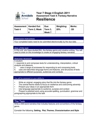 English, assessment task 4, yr 7, cmb | PDF